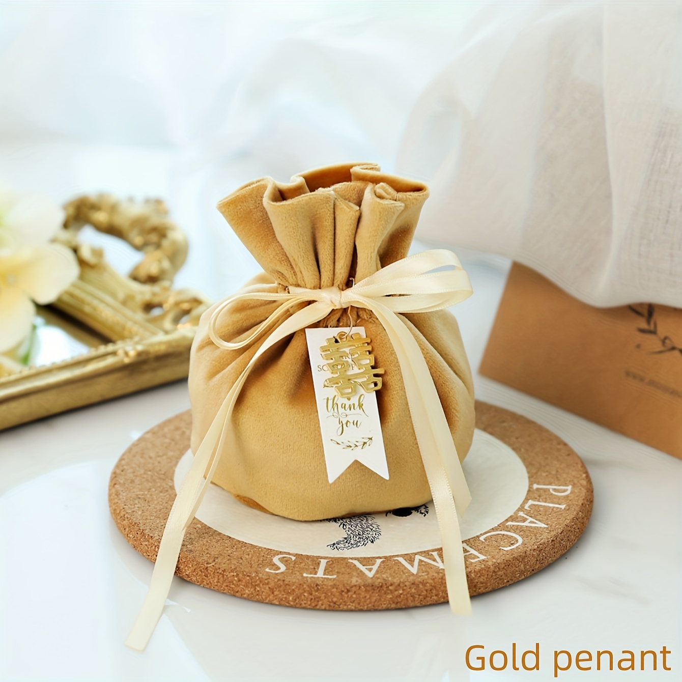 1pc Wedding Velvet Goodie Bag With Drawstring Flannelette Goody Storage ...