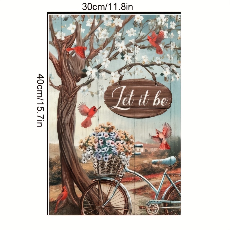 Retro Bicycle Drawing Flower Basket Let It Be - Temu Australia