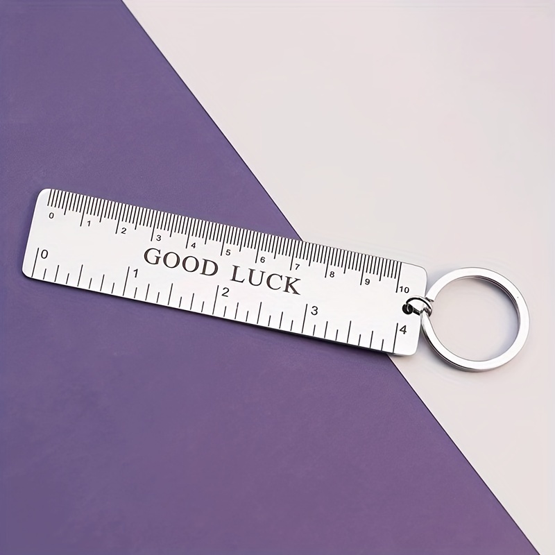 New Stainless Steel Ruler Keychain Pendant For Men Ornament Creative ...
