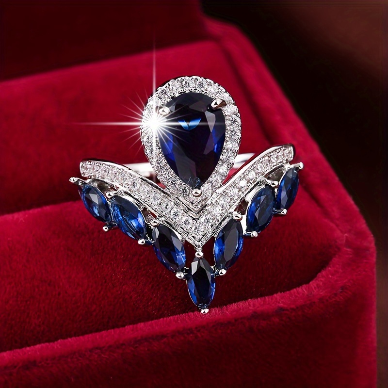 Chic Crown Ring Paved Shining Zirconia Multi Colors U Choose - Temu ...