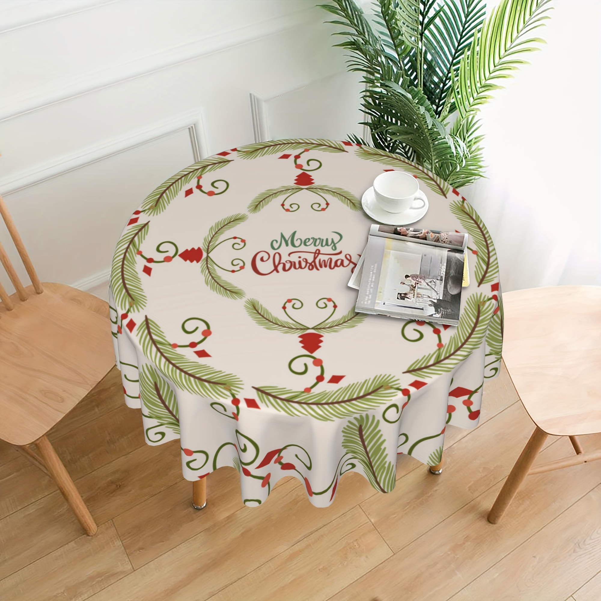 Polyester Tablecloth Merry Christmas Table Cover Christmas - Temu Ireland