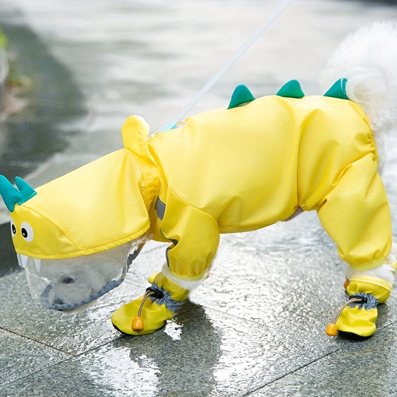 1pc tpu dinosaur design hooded pet jumpsuit raincoat poncho for cats ...