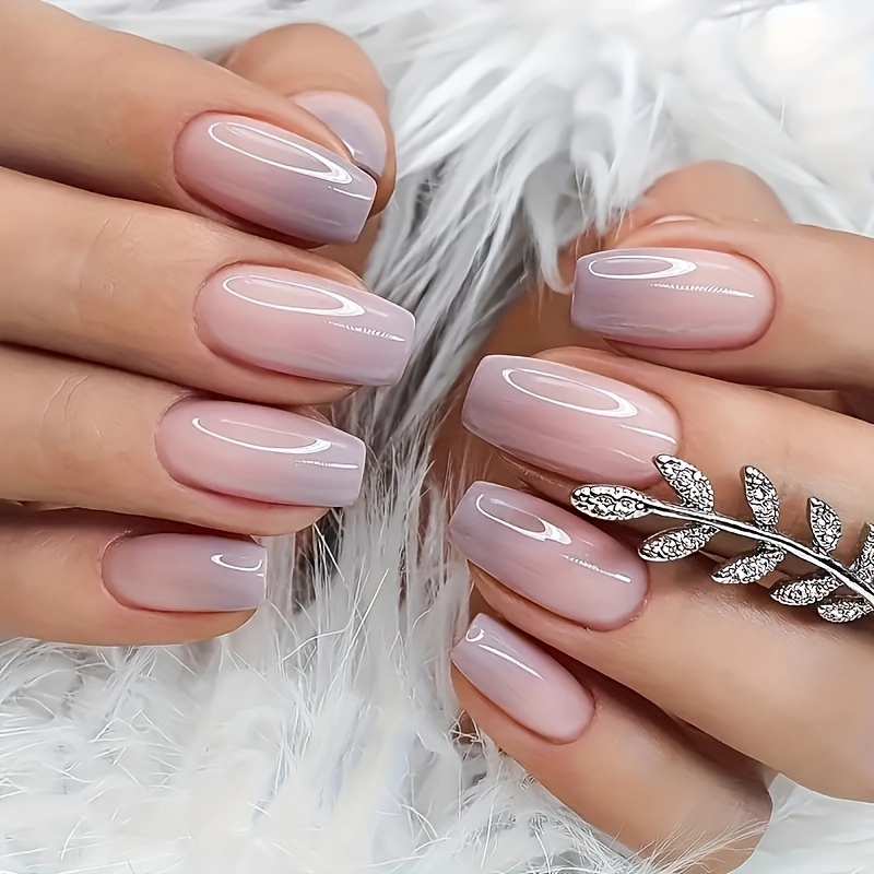 length Ballerina Square Shape Press Nails French - Temu South Africa