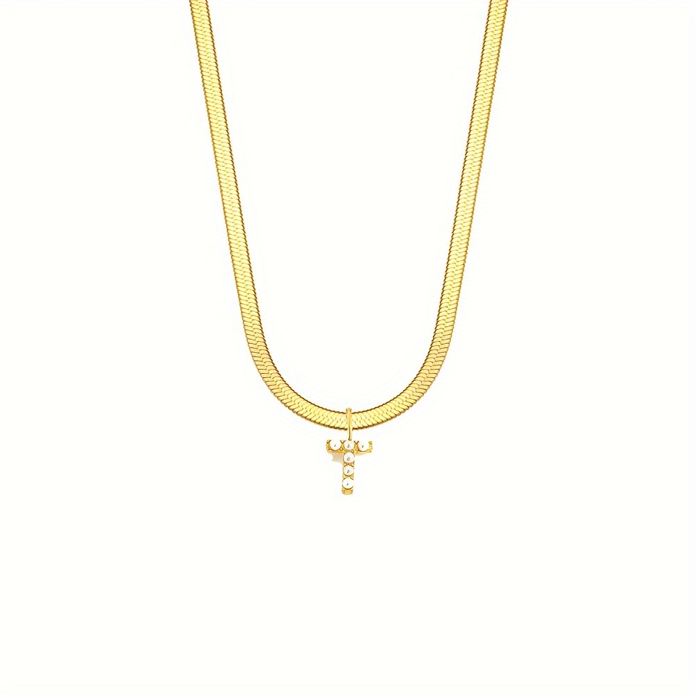 Mini Letter Pendant Thin Snake Bone Chain Necklace Simple - Temu United ...