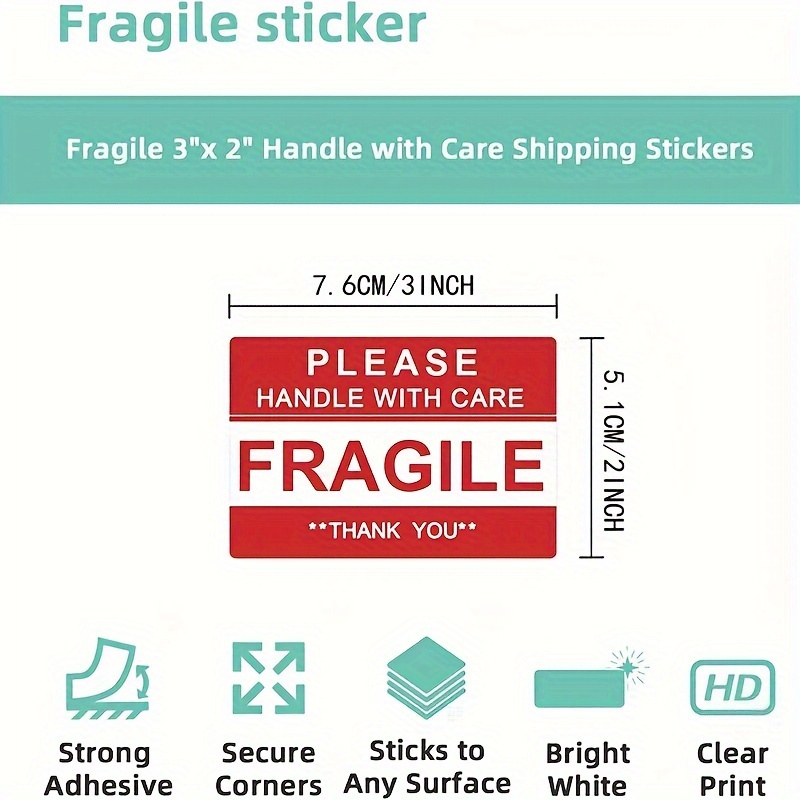 X Red Fragile Stickers "please Handle Care Fragile Thank " - Temu Kuwait