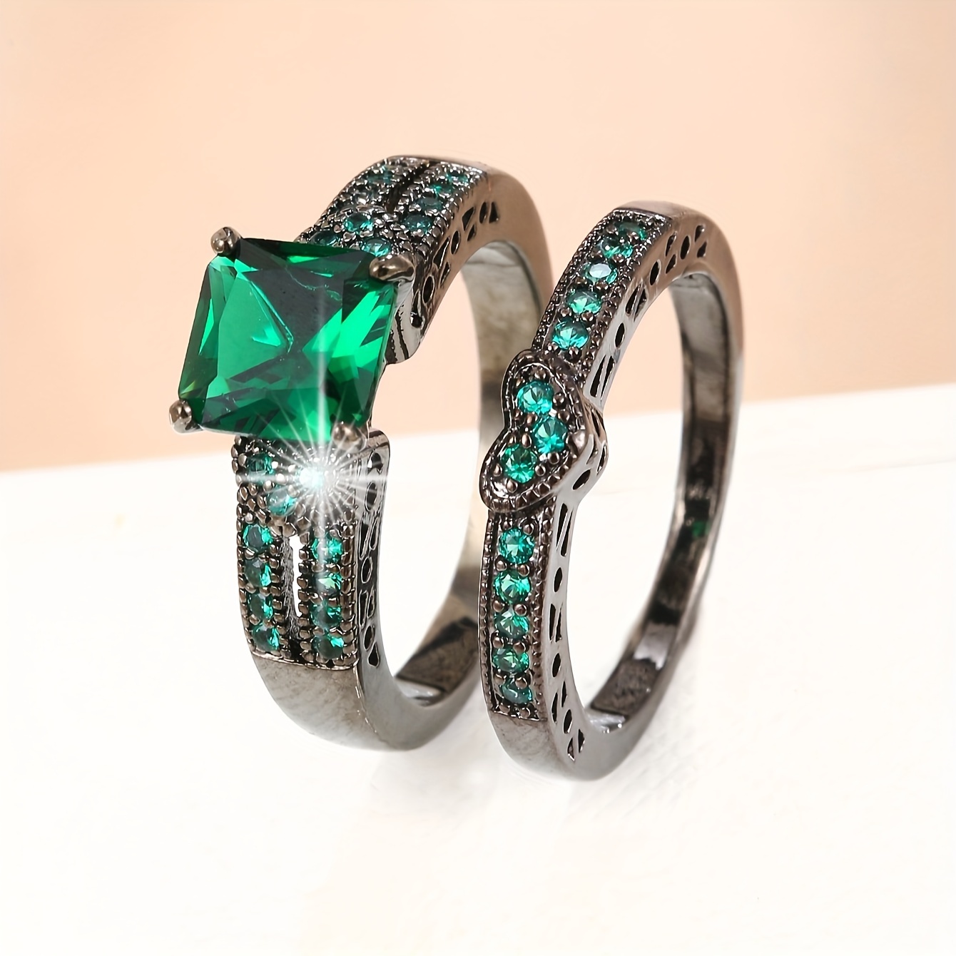 Vintage Stacking Rings Inlaid Square Zirconia Multi Colors - Temu ...