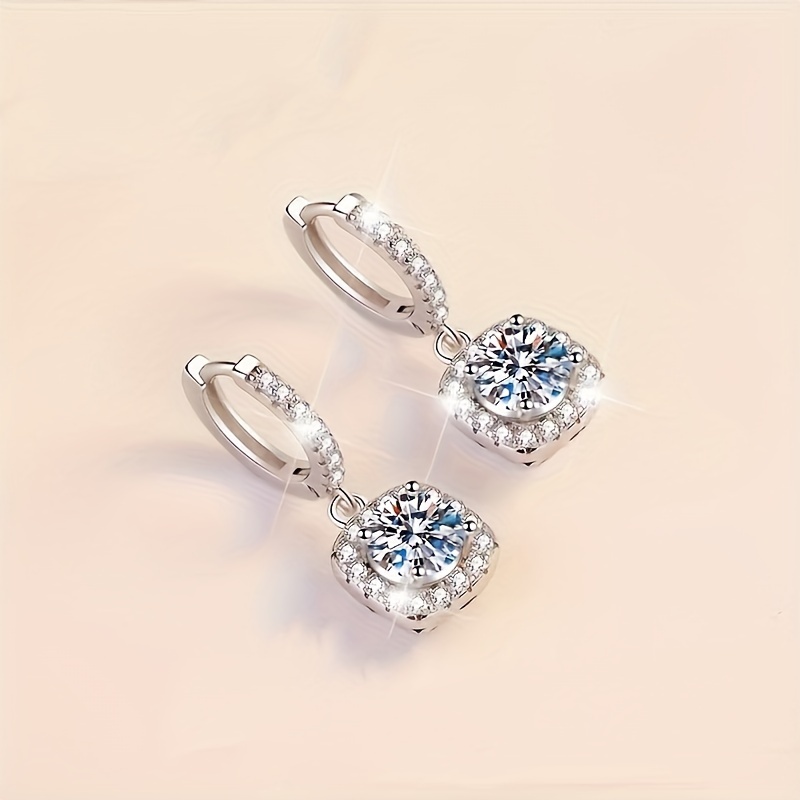 Moissanite 925 Sterling Silver Square Drop Earrings - Temu Ireland
