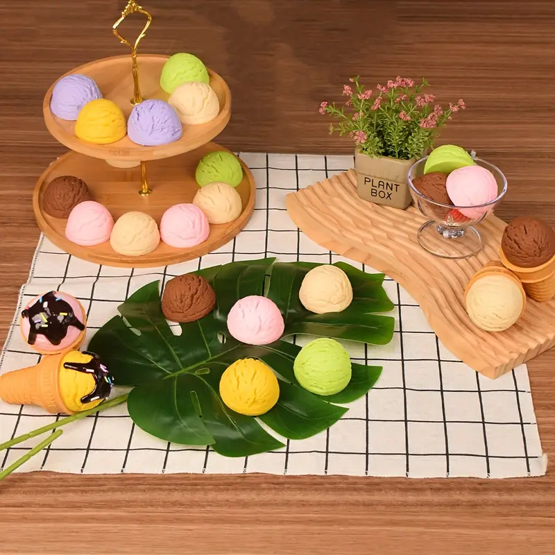 3個、模擬アイスクリームボール、リアルなアイスクリーム、写真撮影小道具、食品モデル、リアルなアイスクリームボールモデル Toys