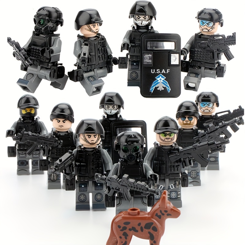 8pcs/set Military Black Air Force Swat Building Blocks, Minifigur Army ...