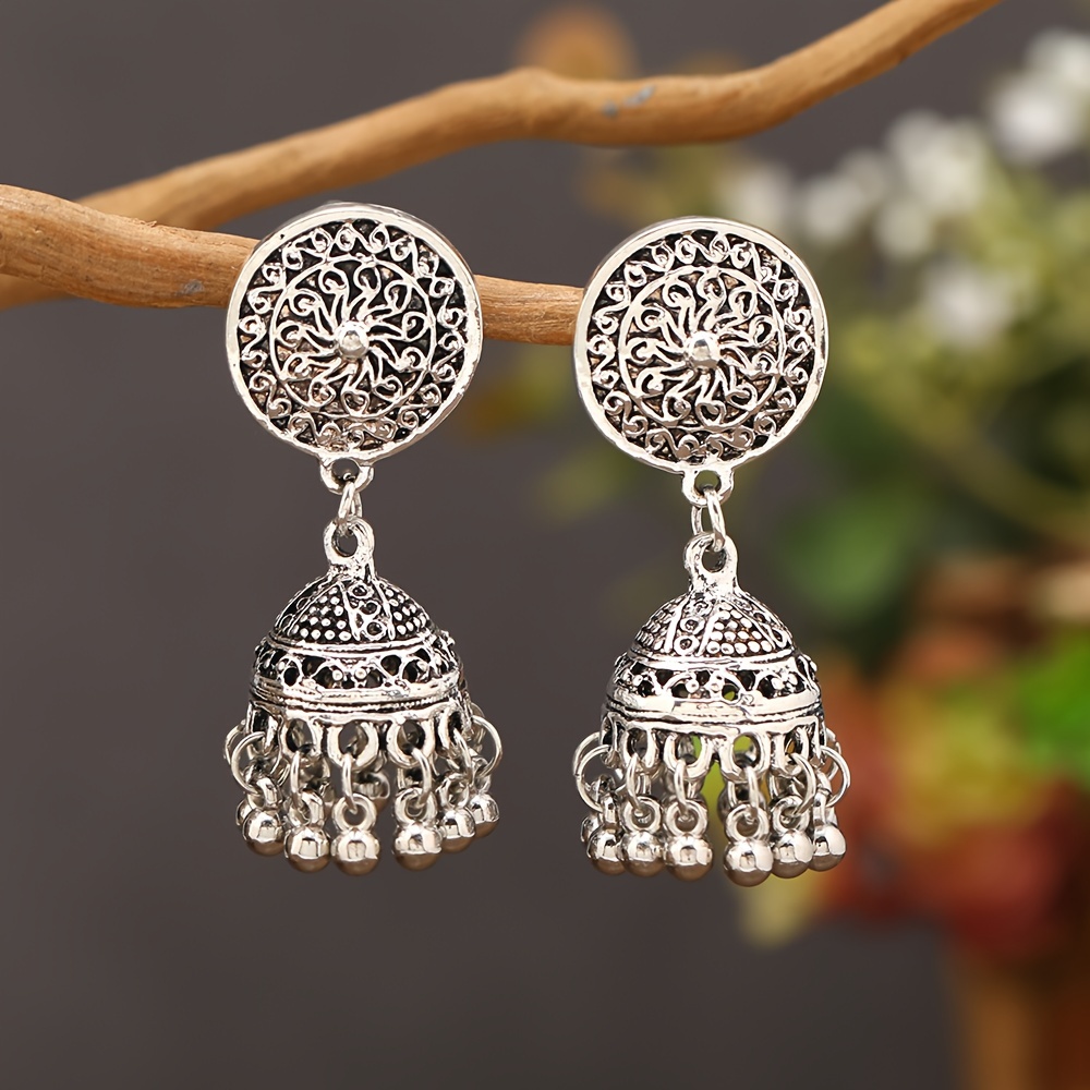 Bollywood Style Carved Flower Pattern Bell Design Dangle - Temu United ...