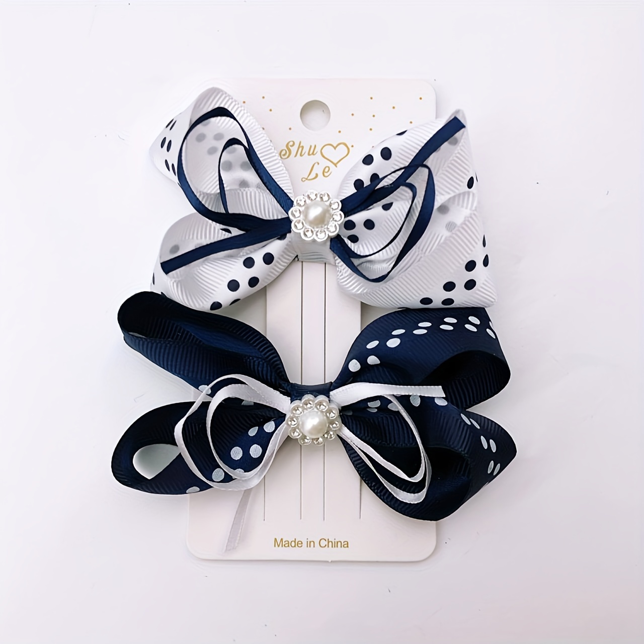 Elegant Sweet Bow With Faux Pearls Polka Dot Decor Duckbill - Temu ...