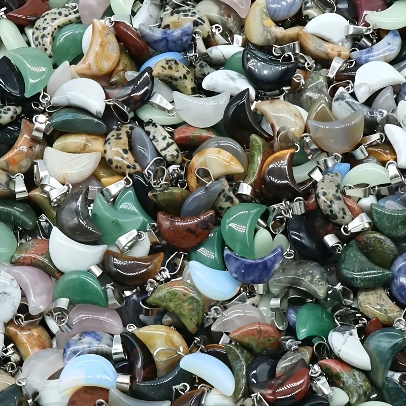 Natural Crystal Agate Stone Mixed Color Exquisite Moon - Temu Canada