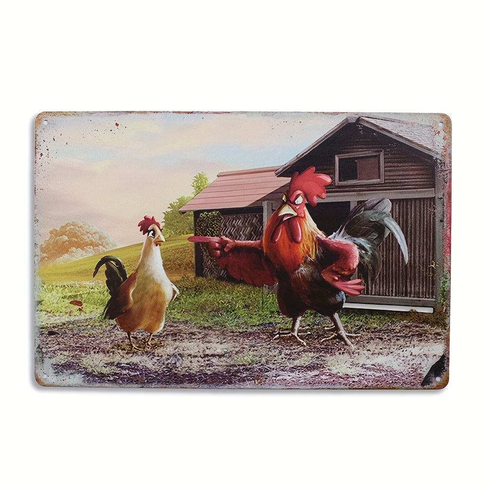 Fun Chicken Vintage Metal Tin Logo Country Vintage Rooster Farm Home ...