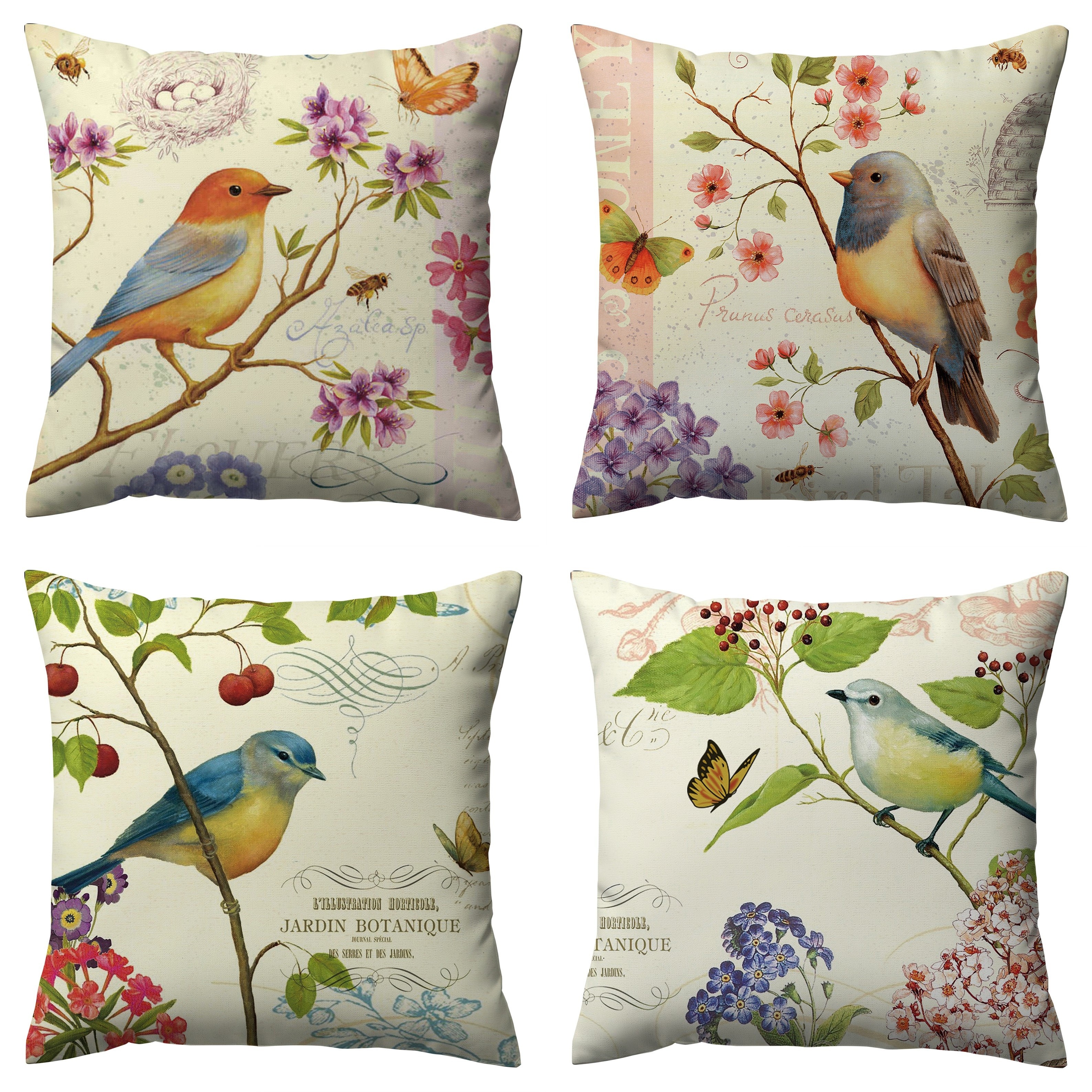 Spring Flower Bird Polyester Cushion Cover Pillow Cover Room - Temu ...