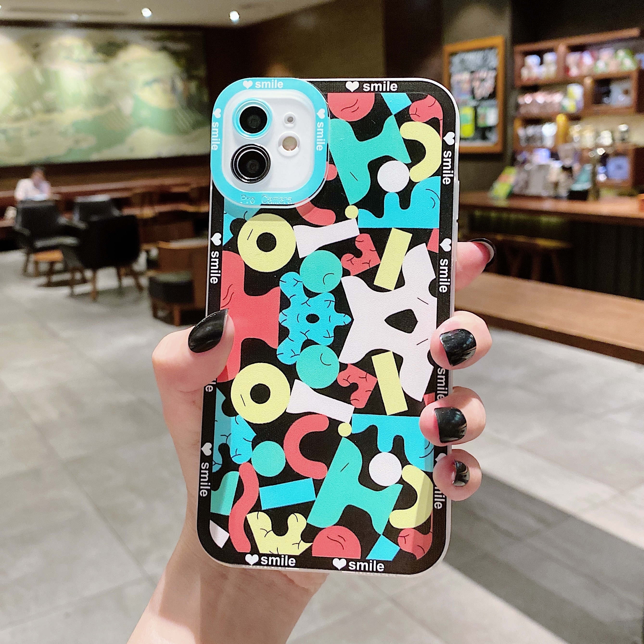 جراب هاتف بتصميم تجريدي ملون لهاتف Iphone 11/12/13/14 / Plus / Pro / Pro Max / 7/8 / Xr / Xs ...