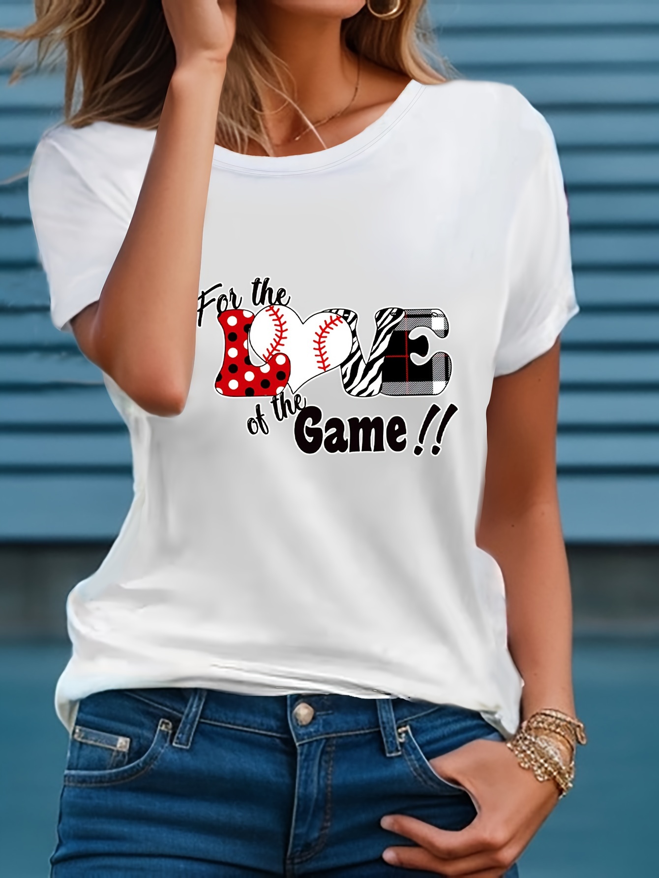 Letter Print T Shirt Short Sleeve Crew Neck Casual Top Temu New Zealand