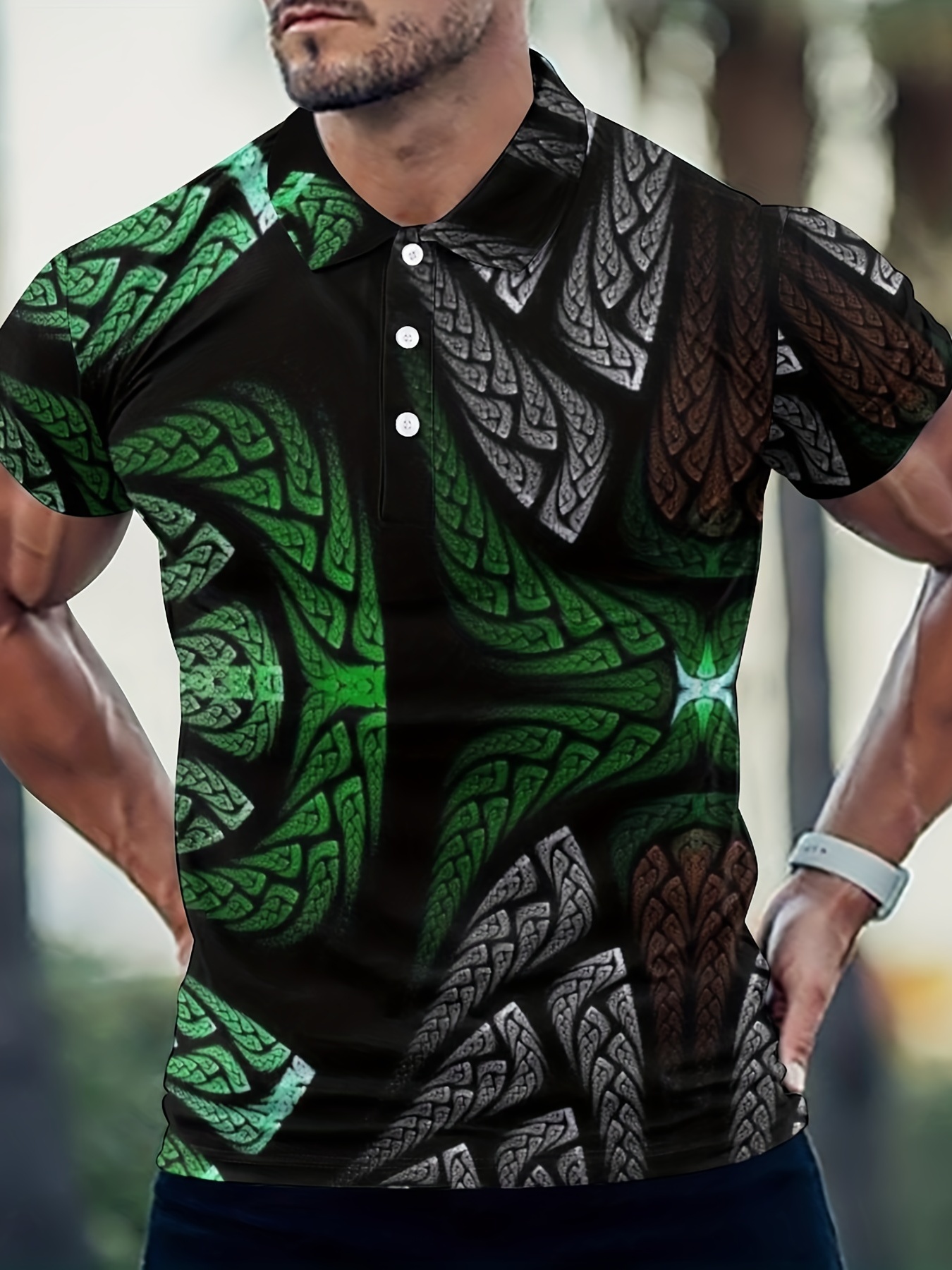 Men's Casual Shirt Abstract Pattern Stretch Fabric - Temu New Zealand