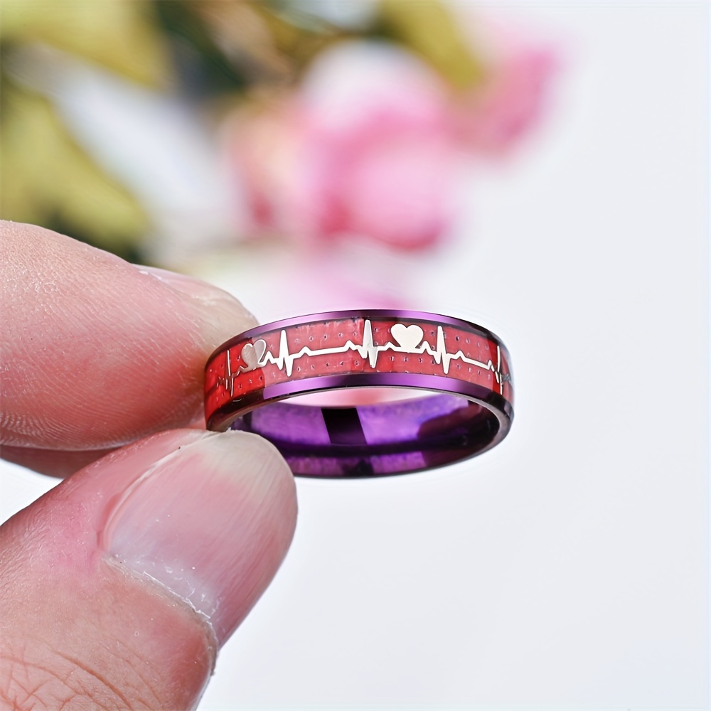 Fashionable Romantic Stainless Steel Couple Ring Purple Ring - Temu ...