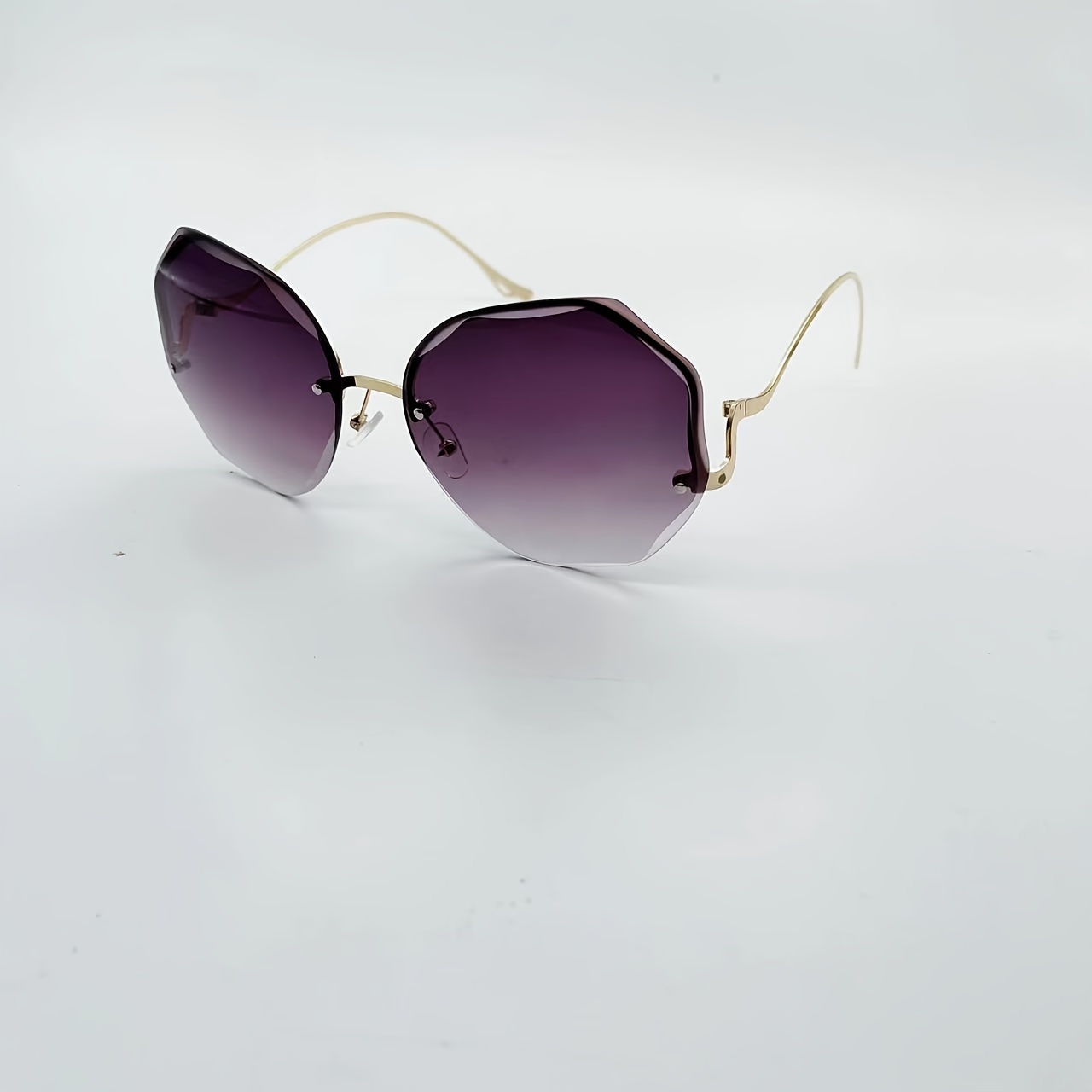 Personality Gradient Lens Fashion Frameless Geometric - Temu Australia