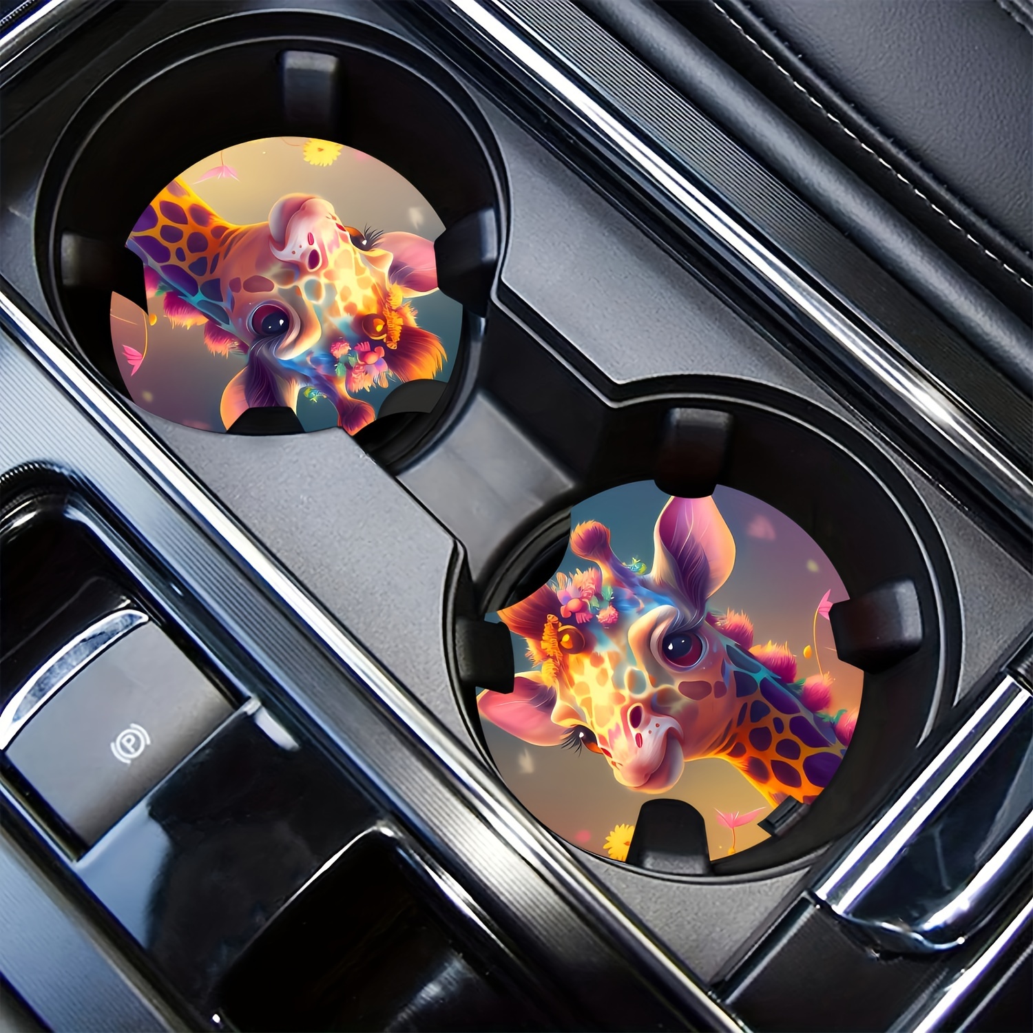 Coasters Giraffe Car Cup Holder Coasters Finger Notch Easy - Temu Canada