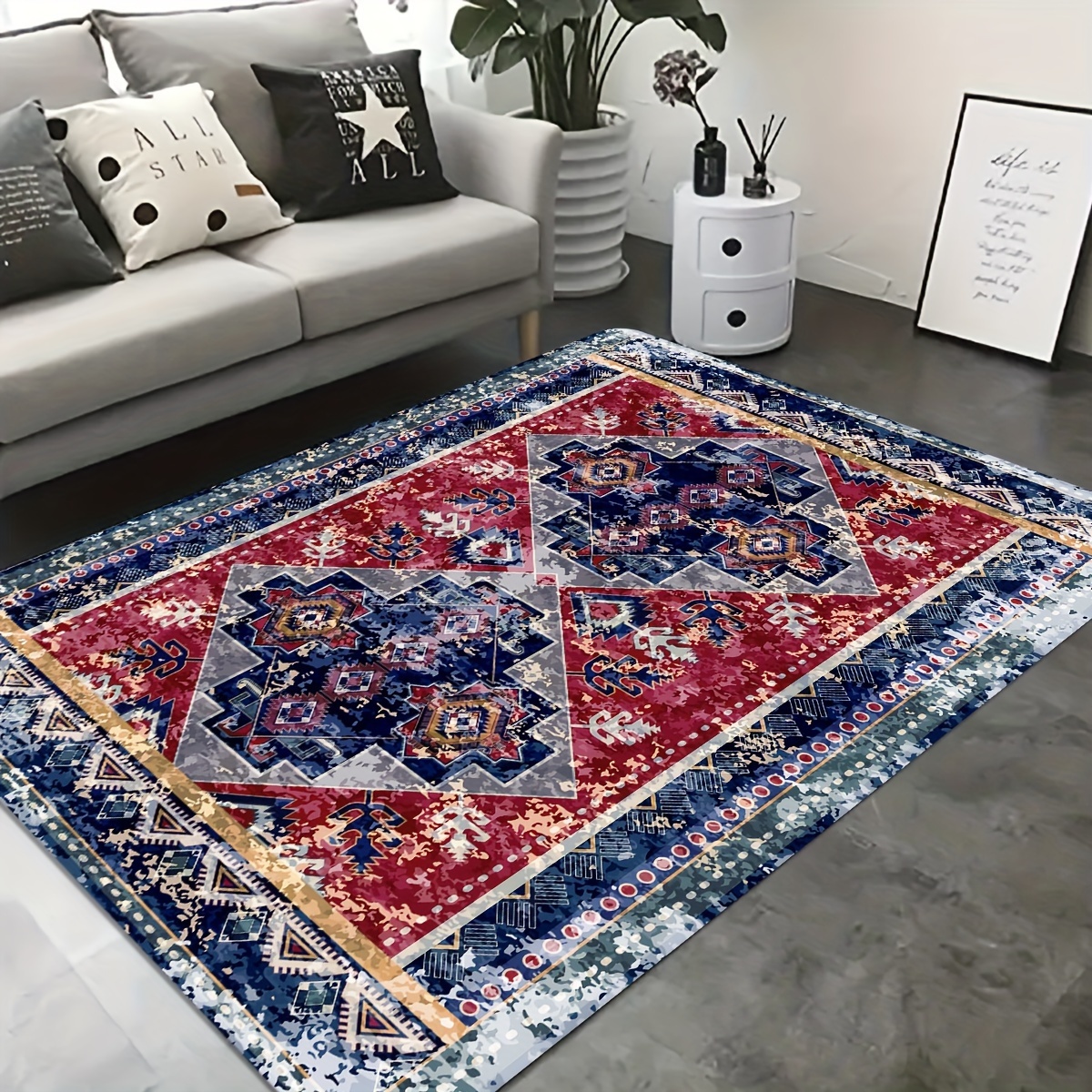 Boho Ethnic Style Rug Living Room Decorative Rug Washable - Temu New ...