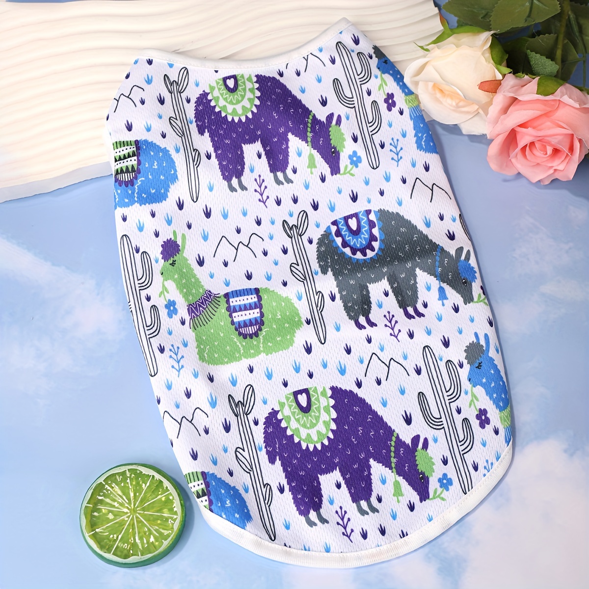 Cute Cartoon Alpaca Graphic Pet Breathable Mesh Vest For Dog - Temu ...