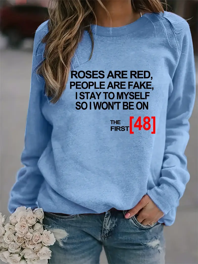 Letter Print Pullover Sweatshirt Casual Long Sleeve Crew Neck Drop