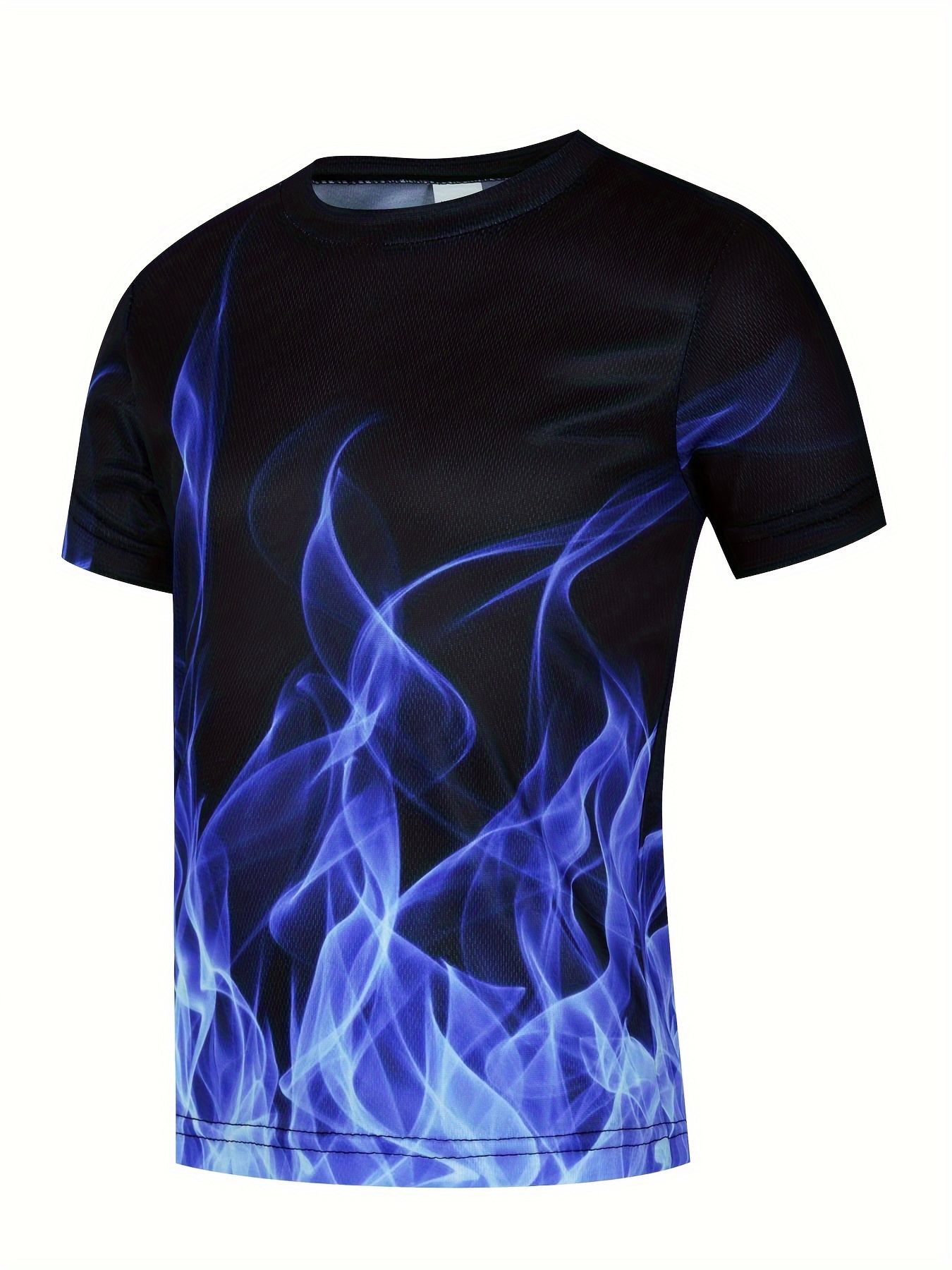 Stylish Blue Flame Print Boys T shirt Lightweight Comfy - Temu New Zealand