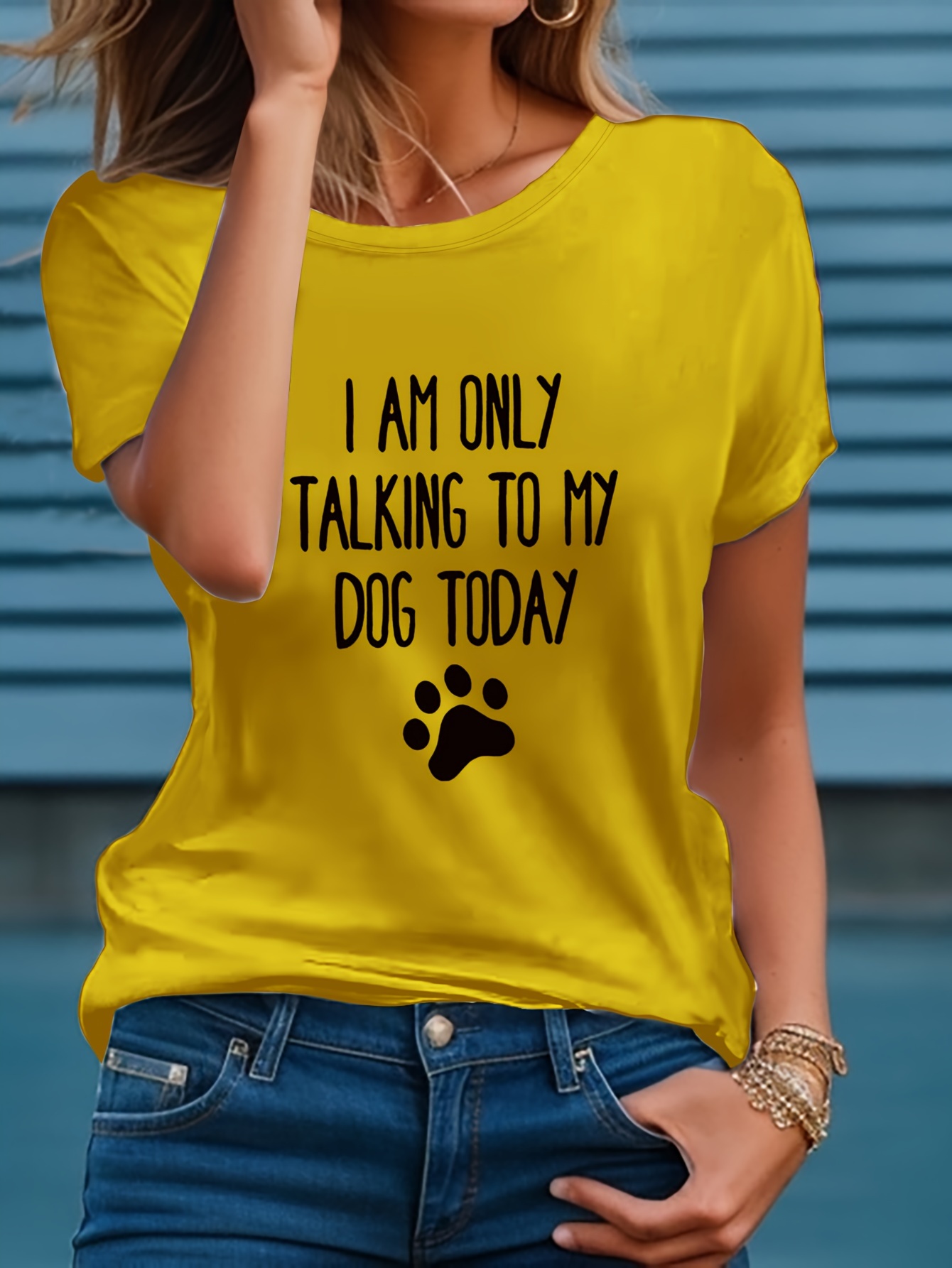 Letter Print T shirt Short Sleeve Crew Neck Casual Top - Temu Australia