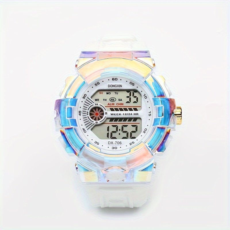 Gradient Color Electronic Watch Colorful Multifunctional - Temu United ...