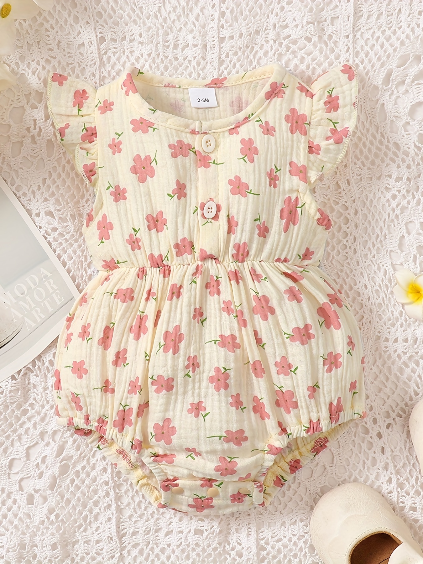 Baby Girl Pure Cotton Allover Floral Printed Sleeveless - Temu Australia