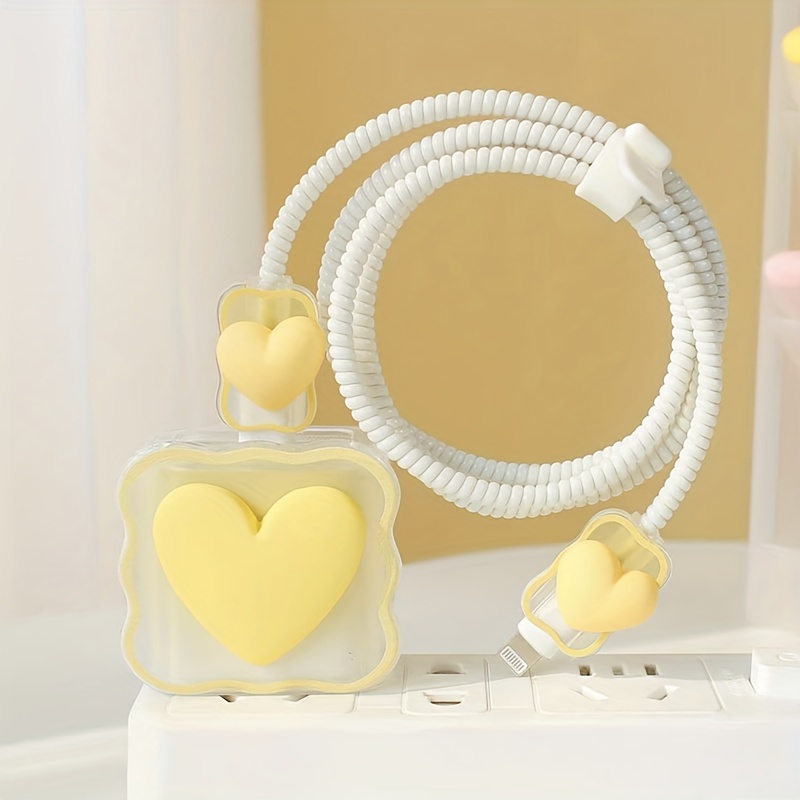 5 Pcs Yellow Love Wave Protector Suitable For 14promax Charging Cable ...