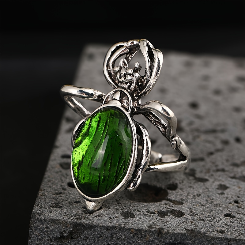 Personality Spider Tarantula Synthetic Gemstone Open Ring - Temu United ...