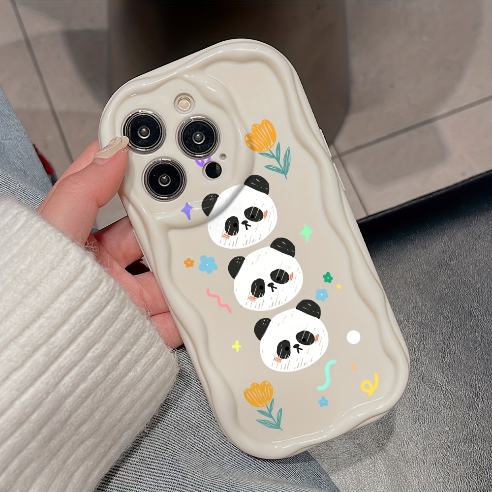 Phone Case Panda Print Creamy Edge Phone Case Camera - Temu New Zealand