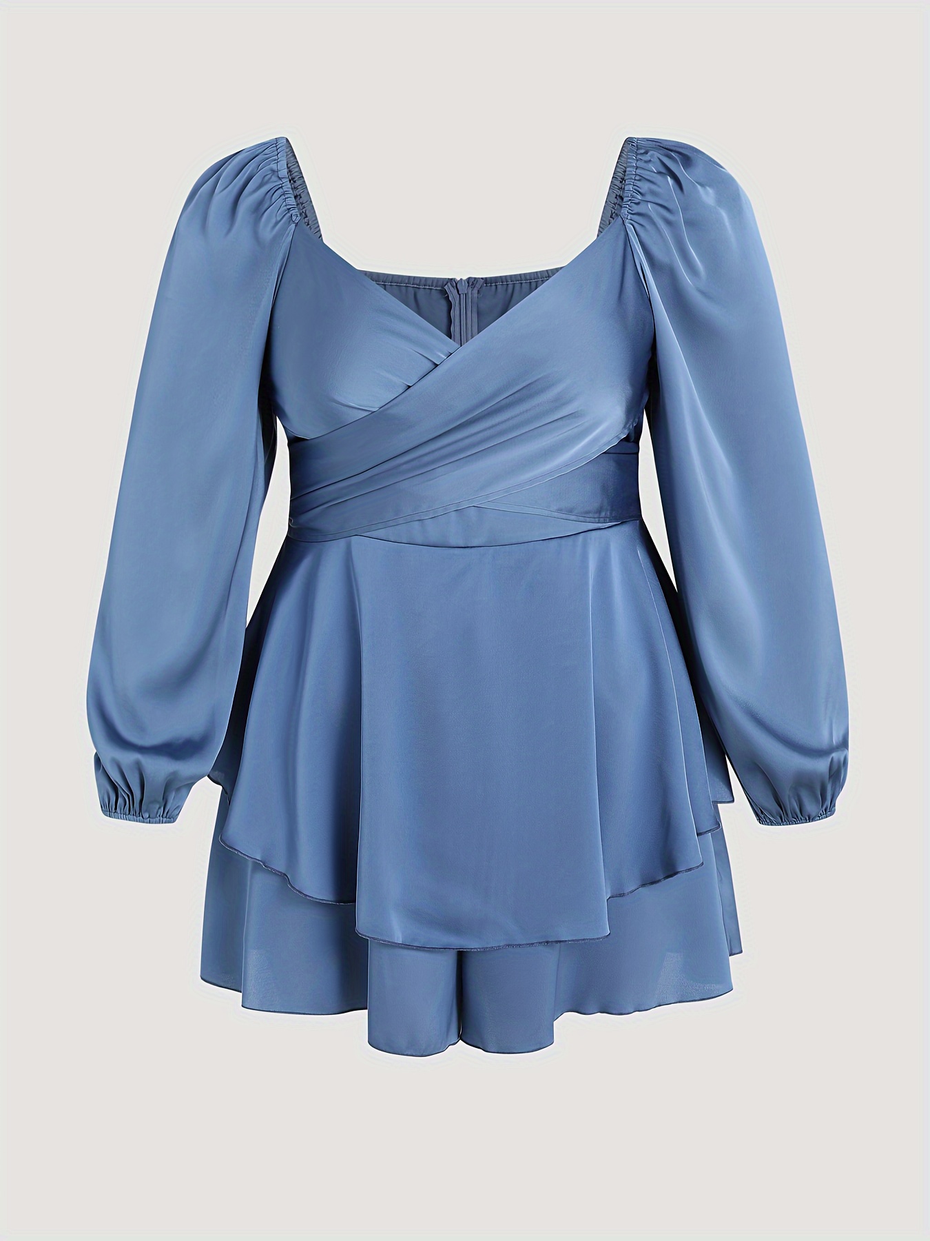 Plus Size Long Sleeve Lace Romper Elegant V Neck Romper - Temu Canada