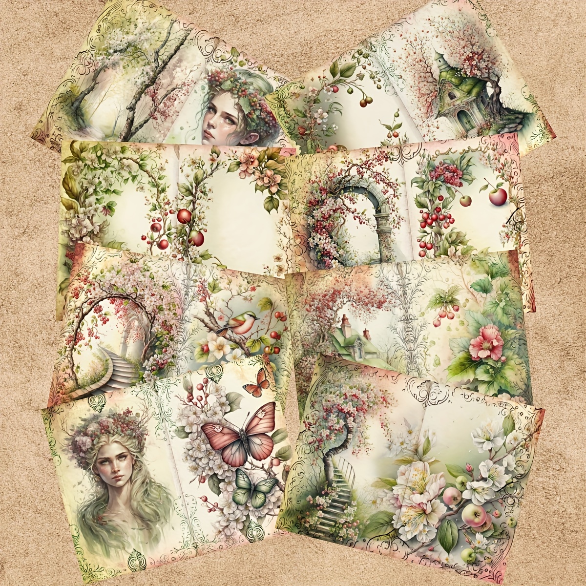 20sheets A5 Size Spring Bird Garden Vase Girl Decoration Diy Retro ...