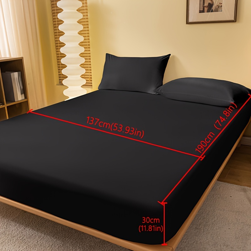 Drap Housse Uni Noir Brossé Taie Doreiller 1 Pièce Temu France