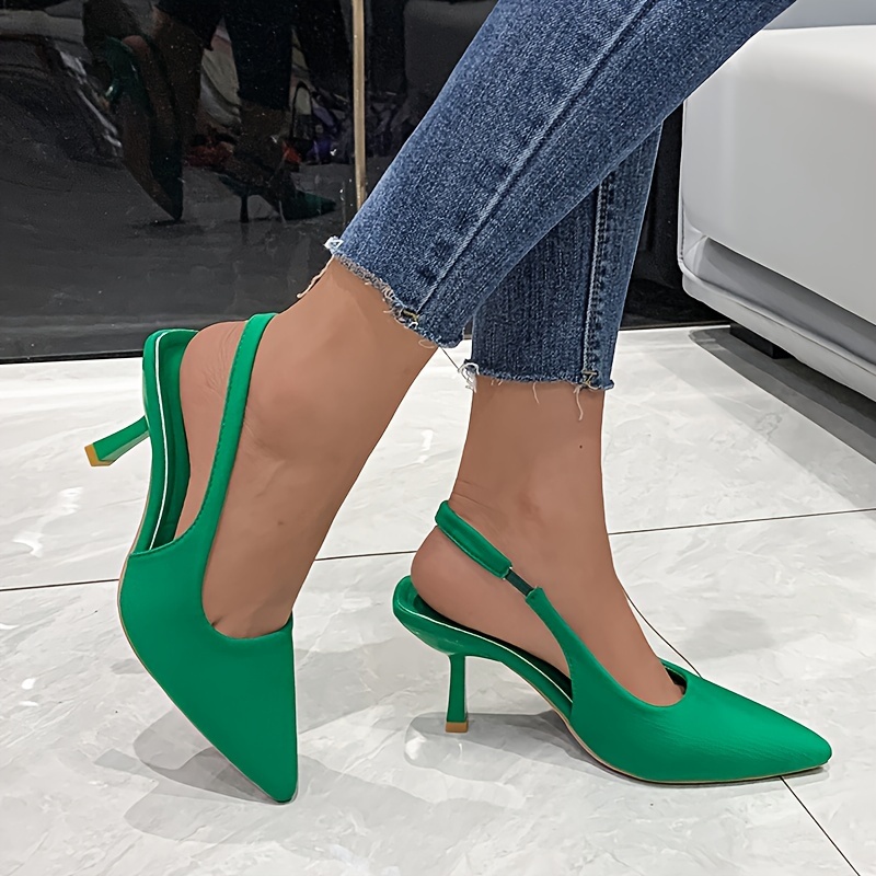Womens Solid Color Stiletto Heels Elegant Point Toe Dress - Temu United ...