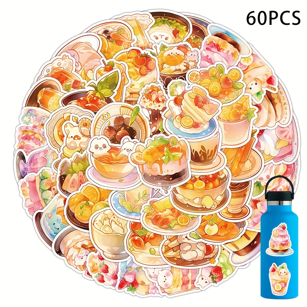 Trendy Cute Sweets Dessert Stickers Water Bottles Laptop Car - Temu Canada