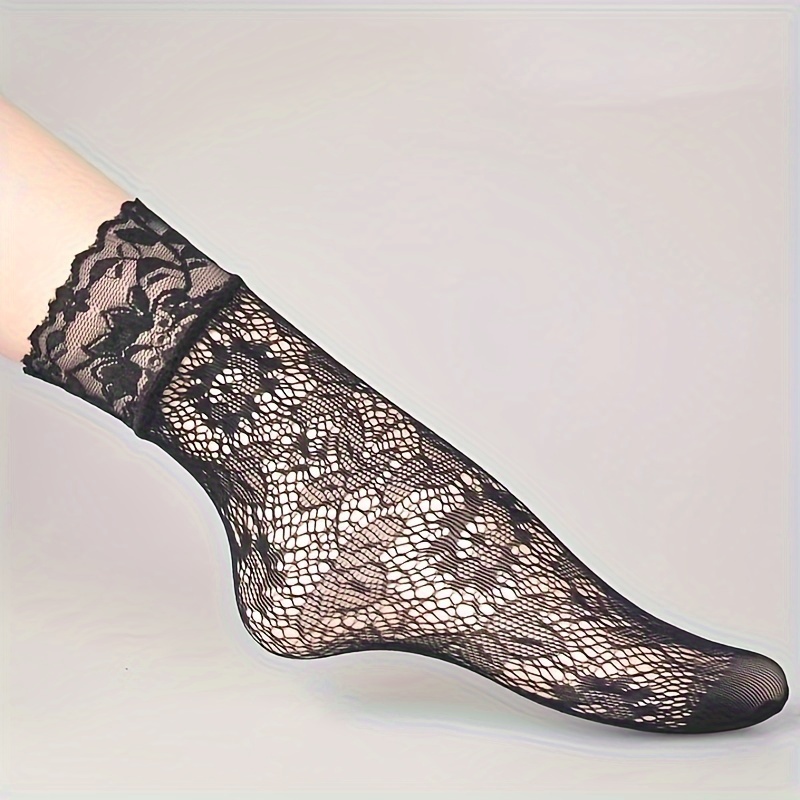 Floral Lace Socks Thin Breathable Sheer Short Socks Women's - Temu