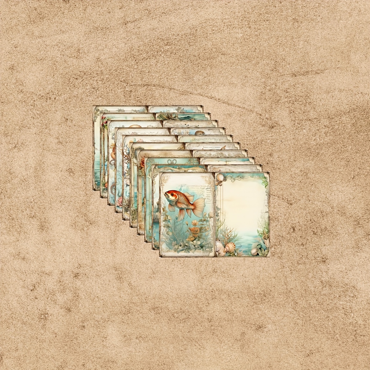 10 Sheets Of A5 Size Ocean Scene Princess Turtle Compass Background ...