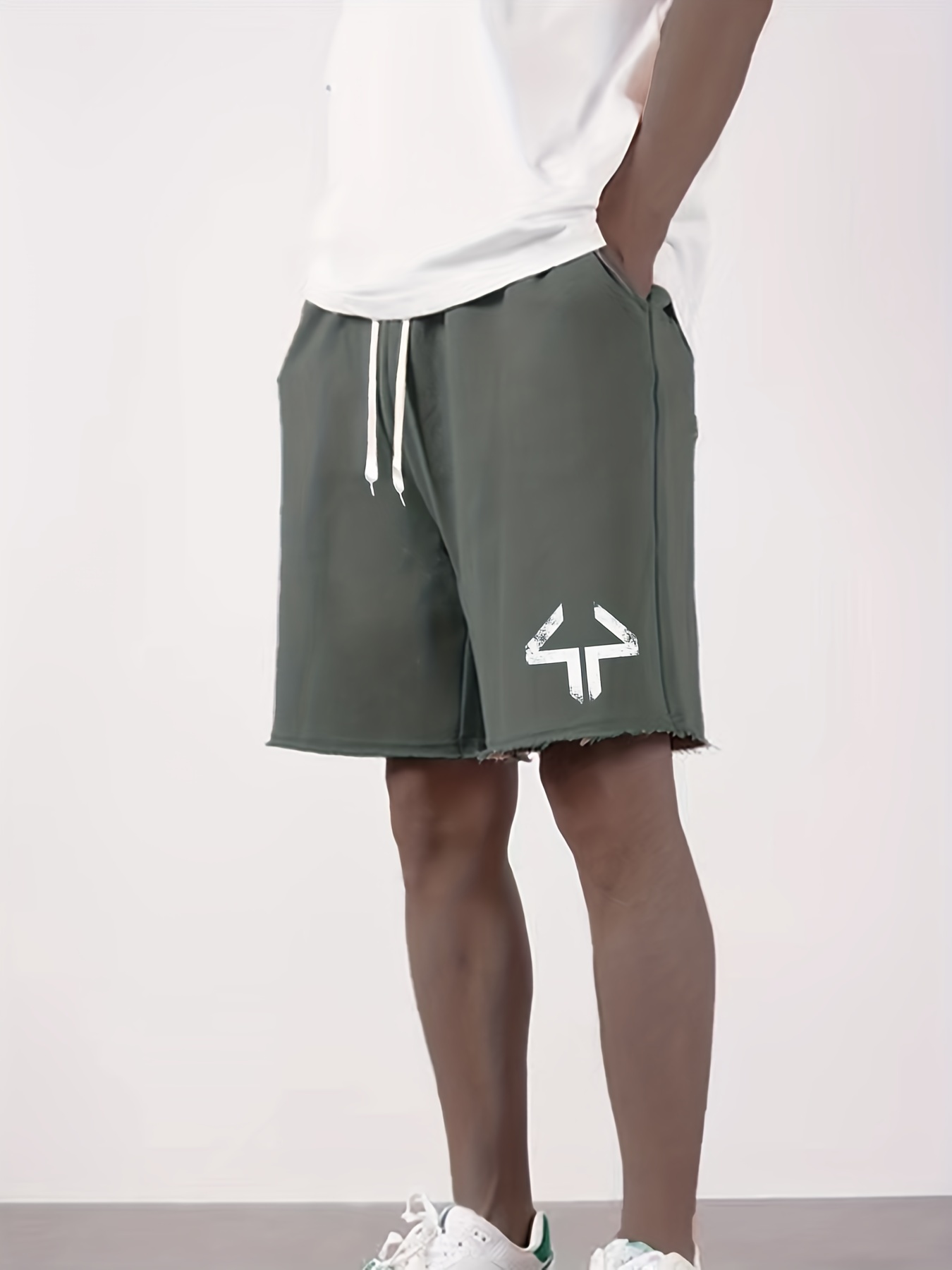 Mens Casual Simple Pattern Print Elastic Drawstring Plain Temu New