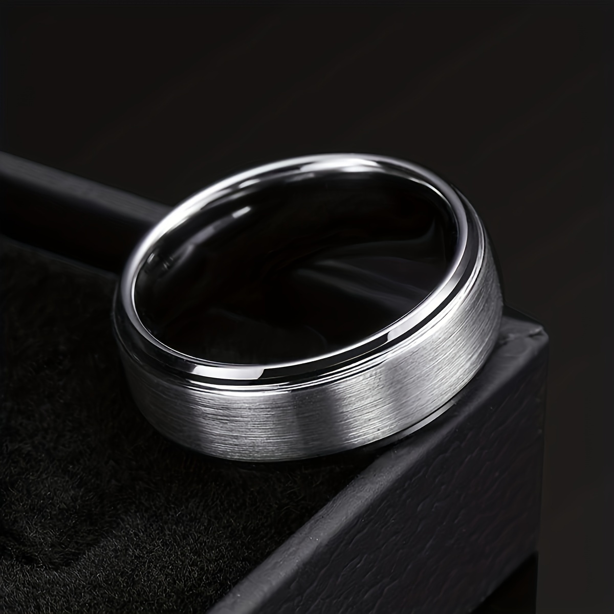 Tungsten Steel Silvery Ring Matte Brushed Ring Wedding - Temu Ireland