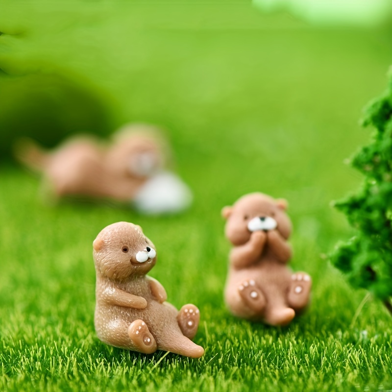 Cute Otter Statues Miniature Fairy Tale Gardens - Temu