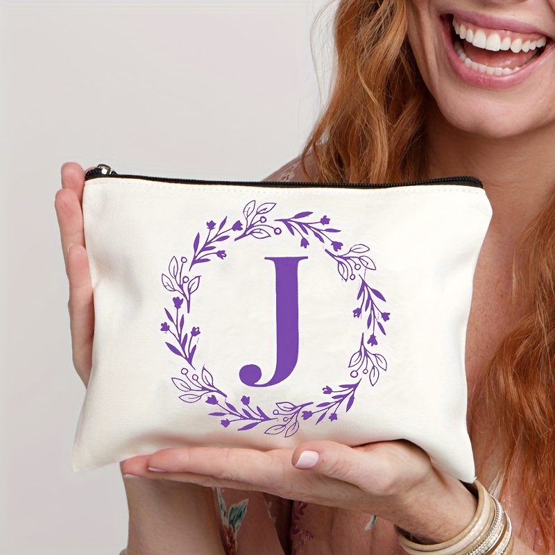 Wreath Letters Print Monogram Makeup Bag Best Gift Friends - Temu ...