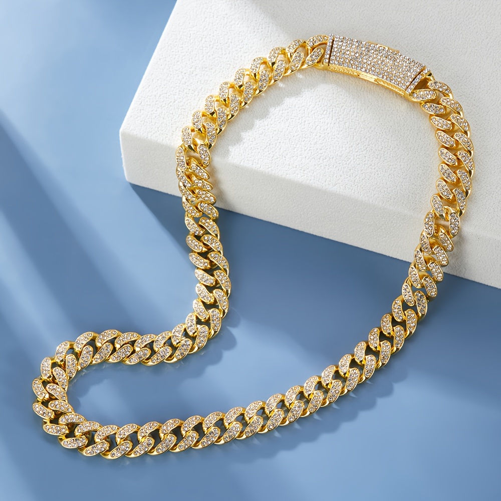 Classic Rhinestone Chain Necklace Fashion Cool Bling - Temu United Kingdom