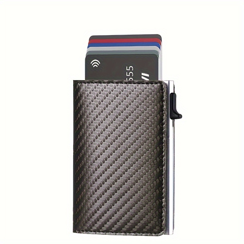 1pc Mens News Auto Side Push Card Holder Wallet For Men Carbon Fiber ...