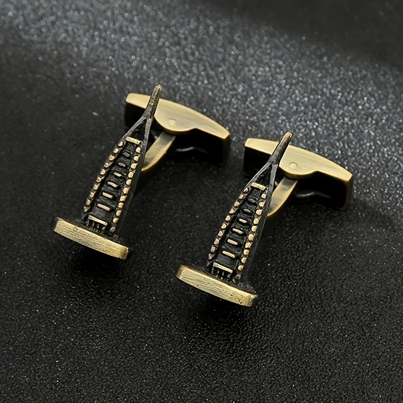 A Pair Of World Building Shaped Cufflinks, Bronze Cufflinks For Men ...