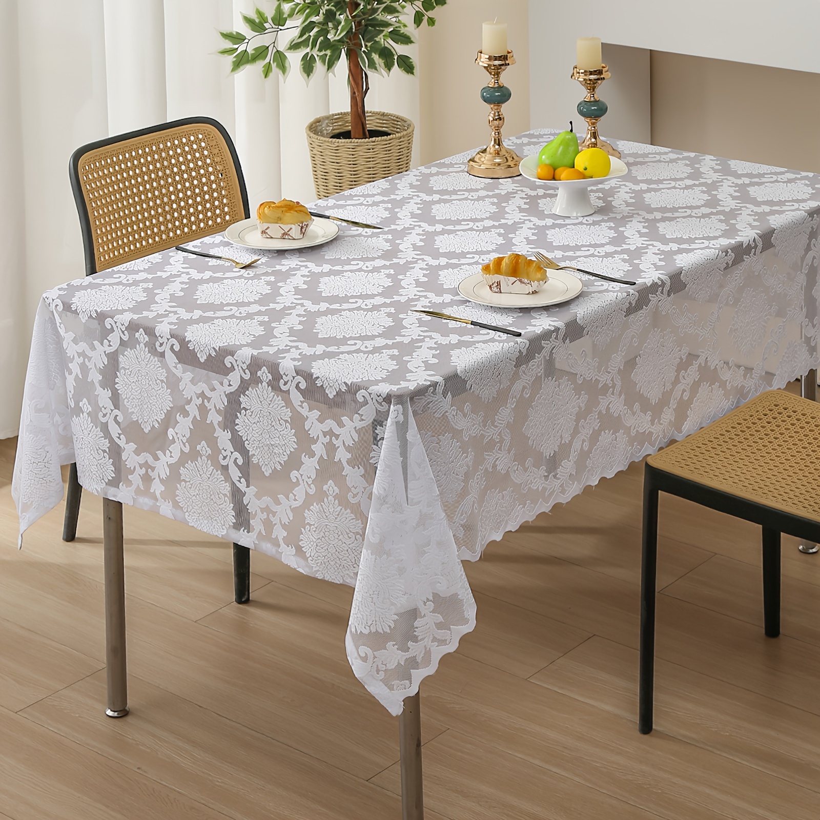 Tablecloth European Floral Pattern Solid Color Table Decor - Temu Canada