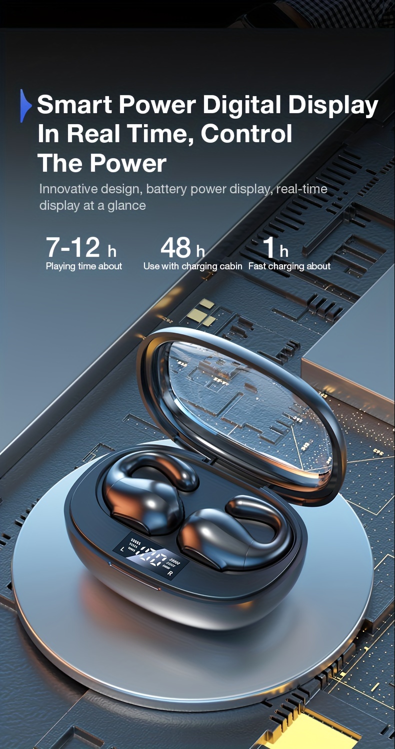 Aolon Wireless 53 이어폰 Tws 무선 헤드폰 버튼 제어 소음 감소 귀고리 헤드셋 마이크 포함 Temu